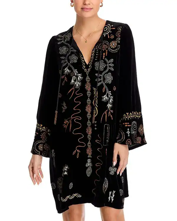 embroidered star dress Moon and Star Embroidered Midi Dress