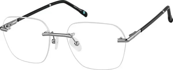 Zenni Geometric Rimless Eyeglasses With Metal Frame - Gray