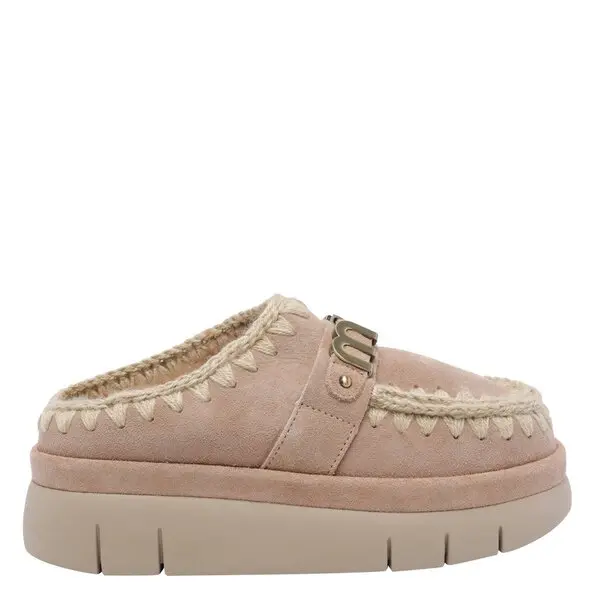 Mou Bounce Welt Suede Clogs - Beige