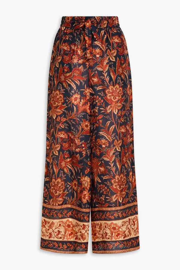 Zimmermann Floral-print Silk Wide-leg Pants