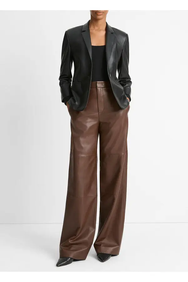 Vince Leather Shrunken Blazer