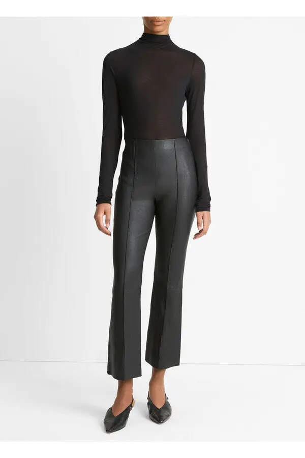 Vince Stretch-leather Crop Flare Pant
