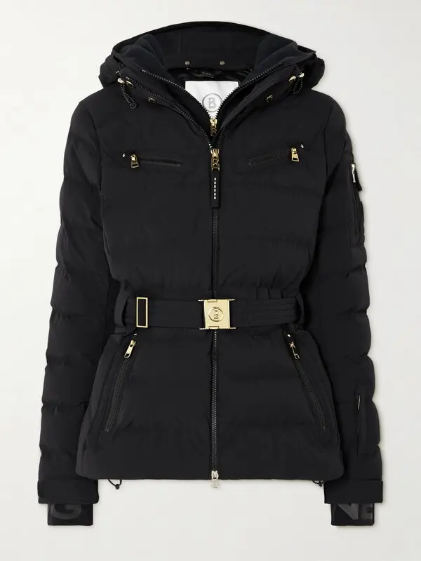 Bogner Ellya Hooded Belted Quilted Ski Jacket - Black