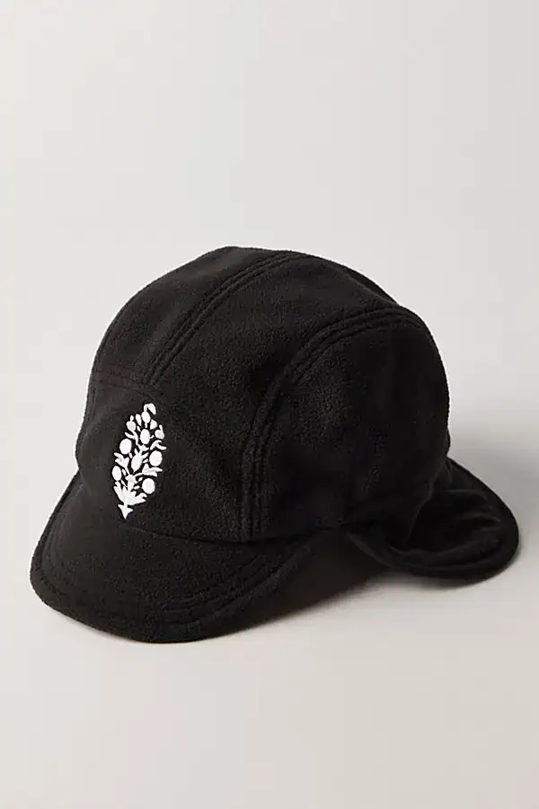 Free People Movement Butti Earflap Black Fleece Cap with Embroidered Design NWT FP Movement Buti Fleece Earflap Ballcap | Pacific City main image 4