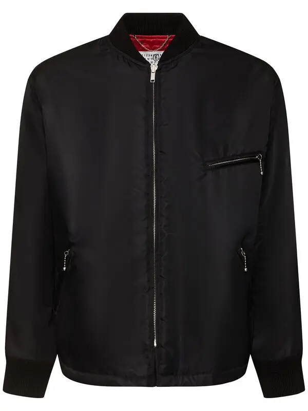 Maison Margiela Reversible Quilted Tech Bomber Jacket In Black,Red  