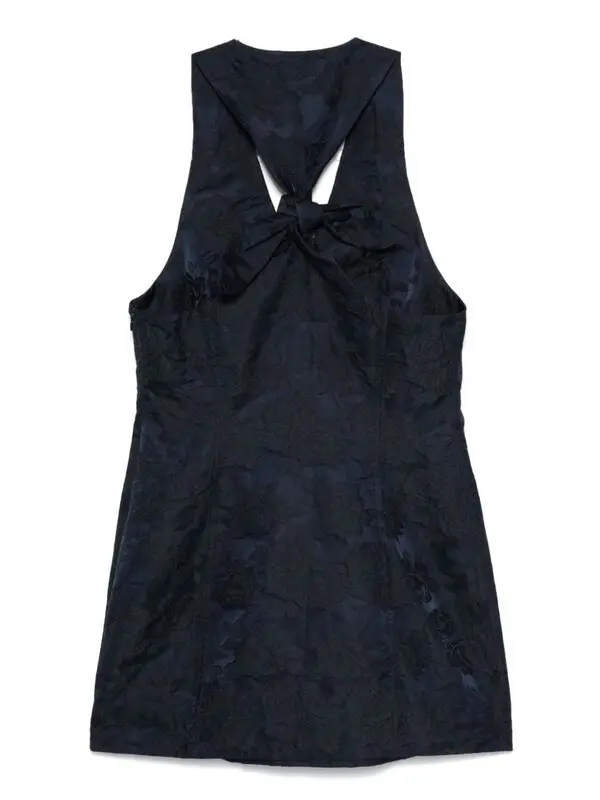 Ganni Botanical-Jacquard Mini Dress In Blue - 72% Off | Editorialist