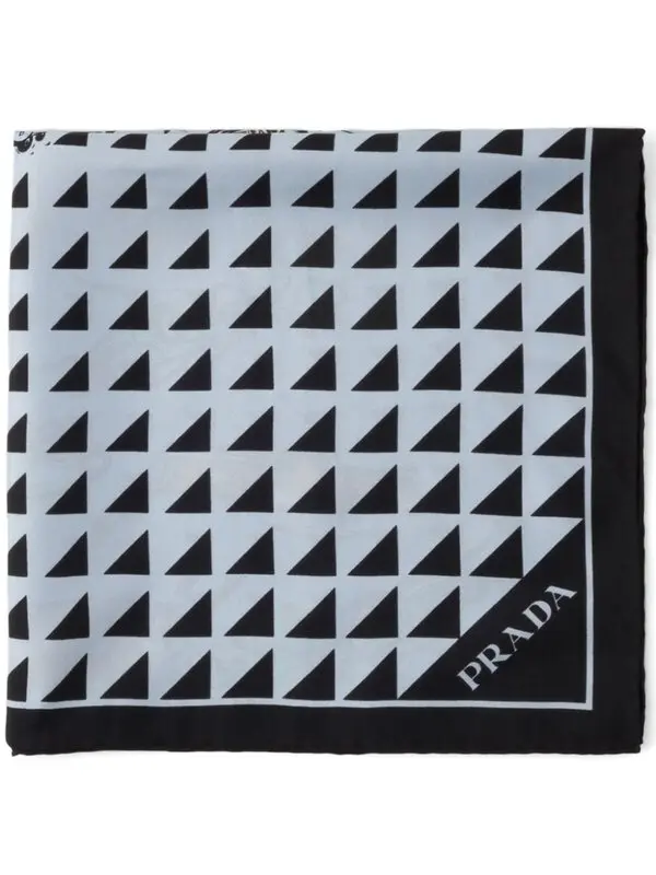 Prada Silk Scarf - Blue