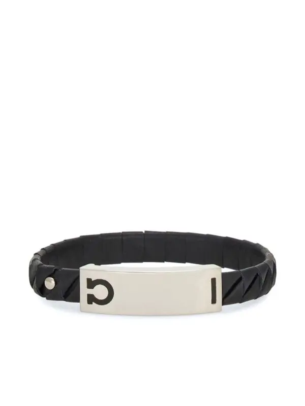 FERRAGAMO Gancini Leather Bracelet - Black