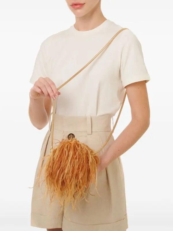 ISLA Lily Feathered Shoulder Bag - Neutrals