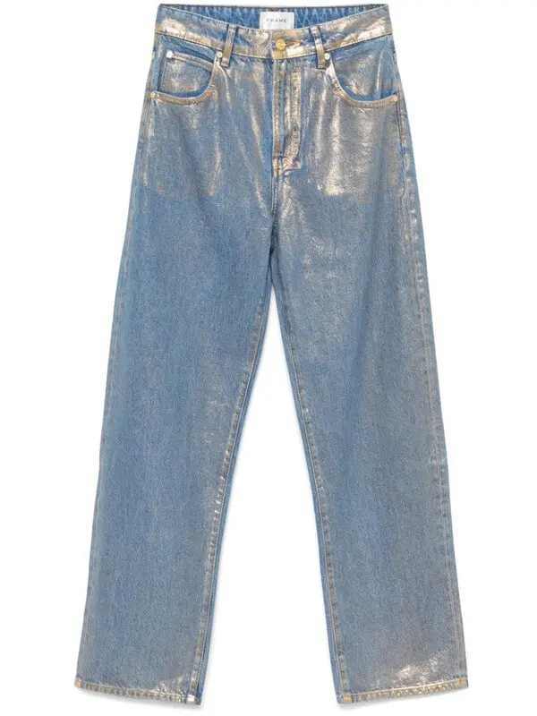 FRAME Lamé-effect Wide Leg Jeans