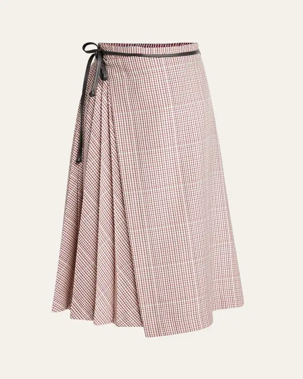 Bottega Veneta Check Pleated Wrap Skirt - Multicolor