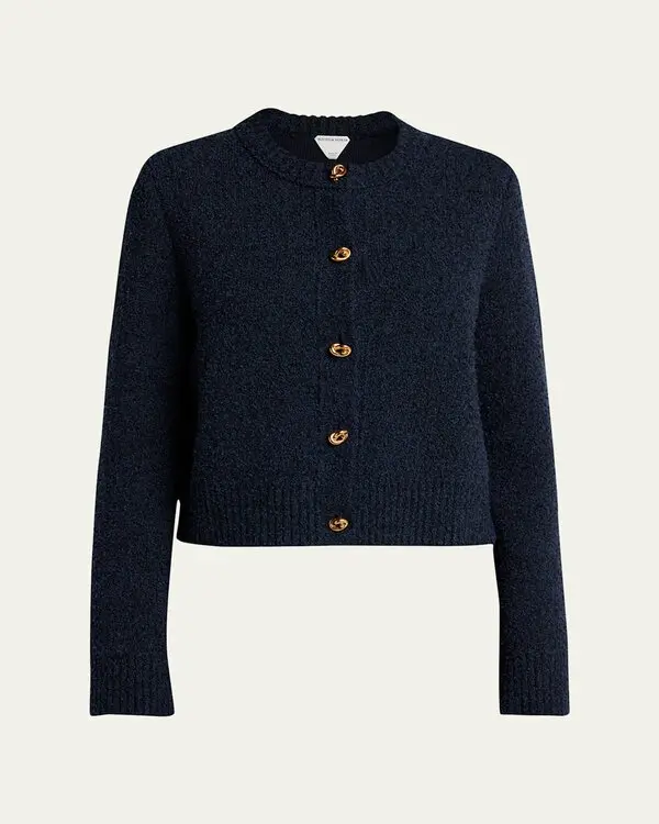 Bottega Veneta Knot-button Boucle Knit Cardigan - Blue