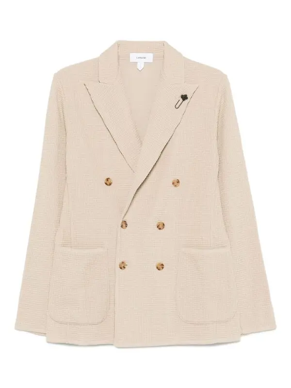 LARDINI Knitted Double-breasted Jacket - Beige