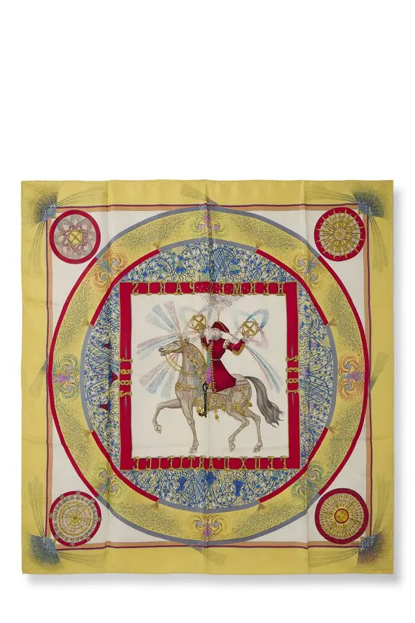 Hermès Multicolor 'feux D'artifice' Silk Scarf 90 - Yellow