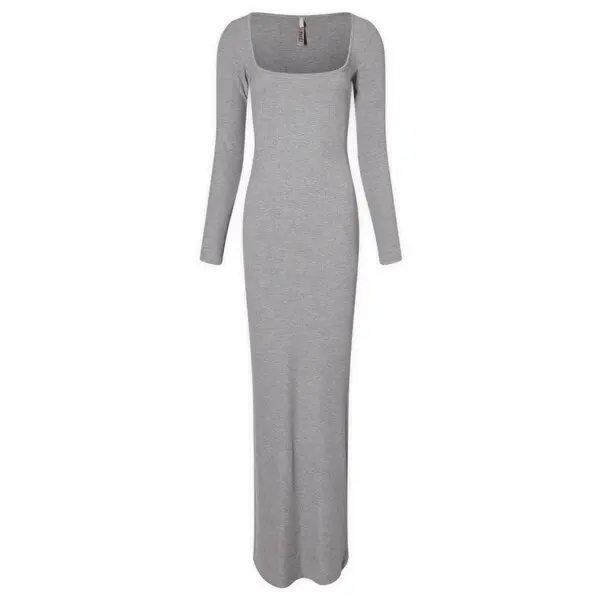 skims grey long sleeve dress Skims Soft Lounge Long Sleeve Dress - Heather Grey