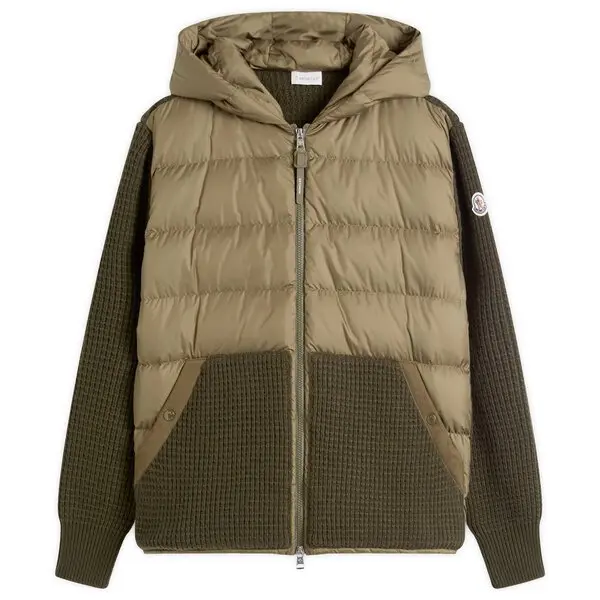 Moncler Down Knit Waffle Jacket - Olive