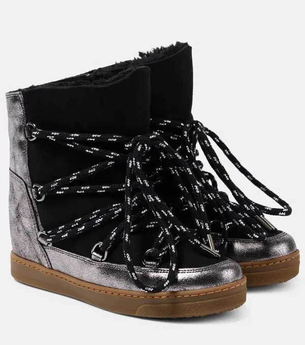 Isabel Marant Nowles Shearling-lined Leather Boots - Silver