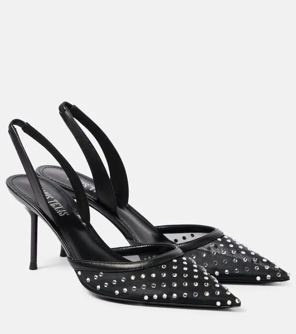 Paris Texas Lidia 70 Embellished Mesh Slingback Pumps