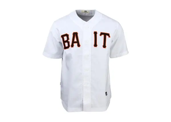BAIT Baseball Jersey - White/black/orange
