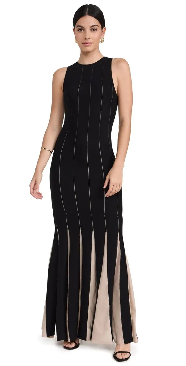 Line & Dot Kelli Pleat Sweater Dress In Black And Nude - 50% Off |  Editorialist