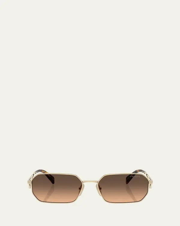 Prada Metal And Plastic Rectangle Sunglasses - Pale Gold