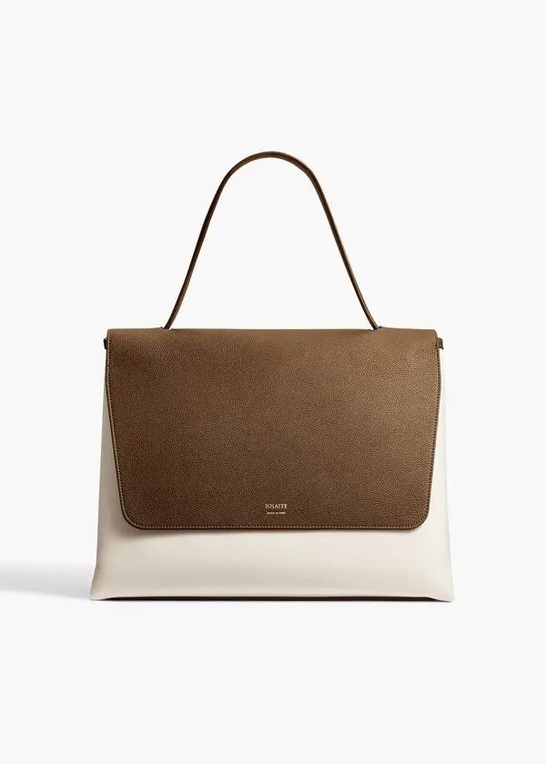 Khaite Large Lia Satchel - Cream/dark Olive