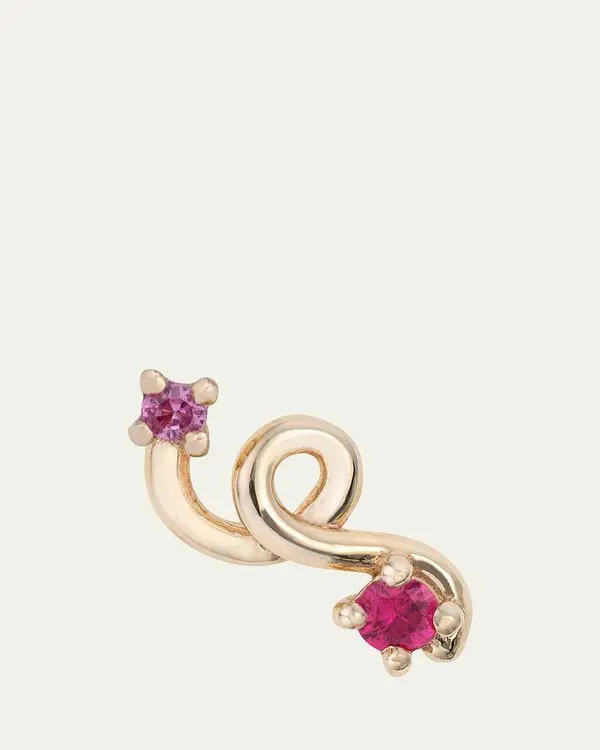 Bea Bongiasca 9k Yellow Gold Mini Loop Earring With Ruby And Pink Sapphire - Multi