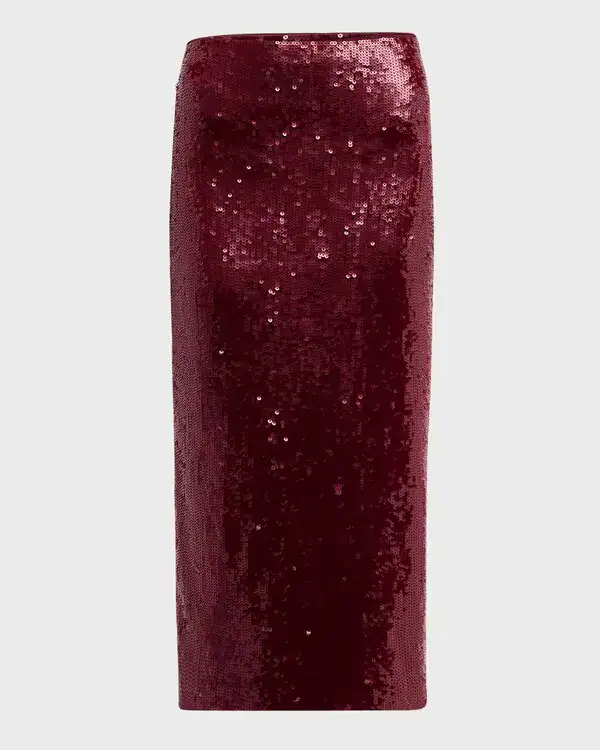 Veronica Beard Koa Sequined Midi Skirt - Wine | Editorialist