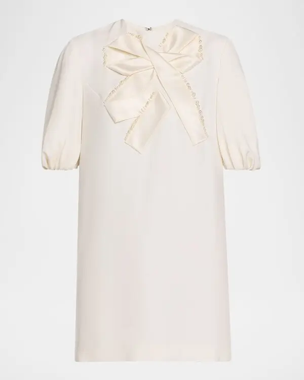 Dice Kayek Bow Puff-sleeve Mini Shift Dress