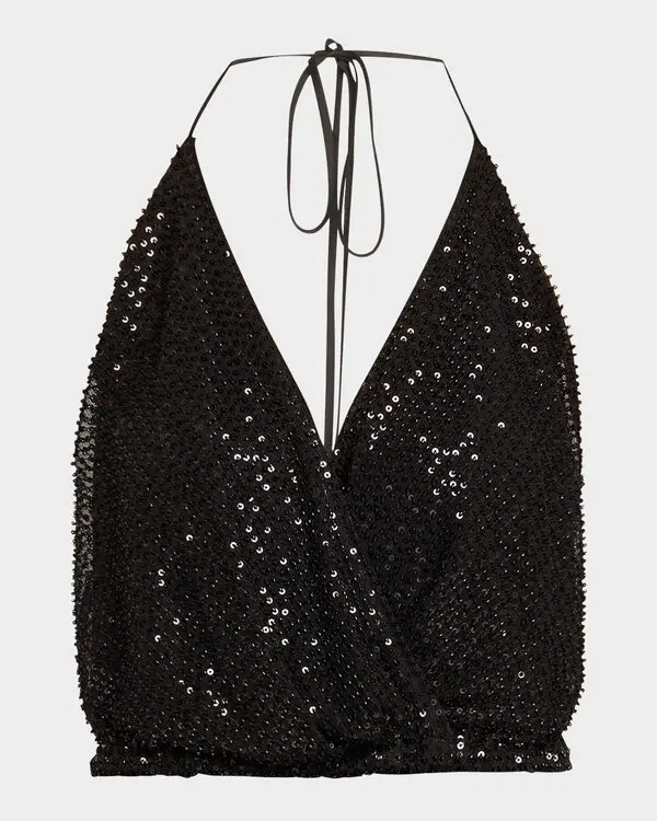 Ramy Brook Sullivan Sequined Halter Top