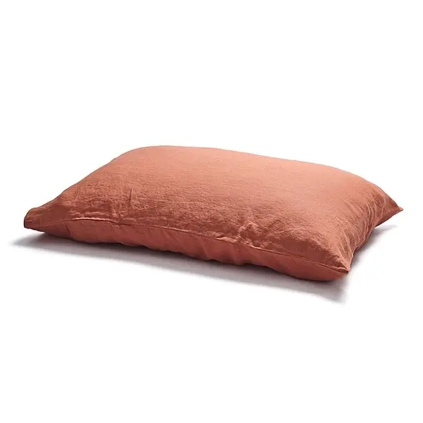 PIGLET IN BED Linen Blend Pillowcase Pair, Standard - Burnt Orange