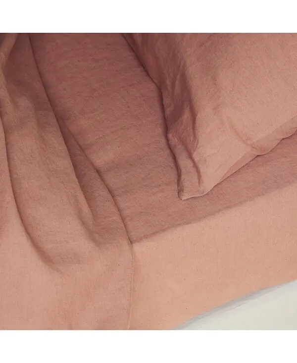 PIGLET IN BED Linen Blend Fitted Sheet - Warm Clay