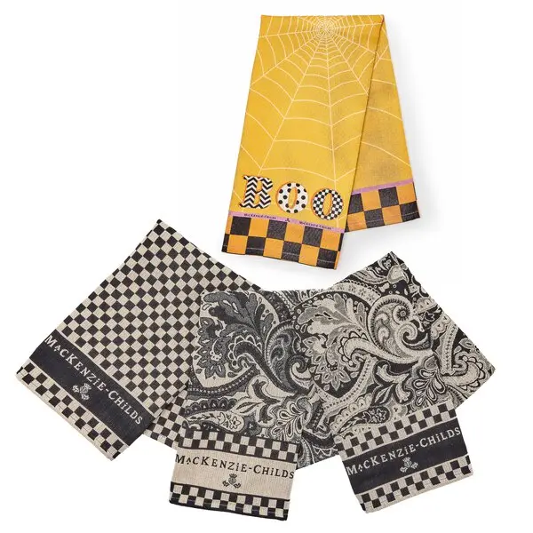 MACKENZIE-CHILDS As Is Set Of 4 Trick Ortreat Dish Towels