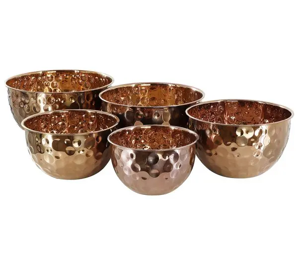 MEGACHEF Hammered Texture 5pc Metal Serving Bow L Set