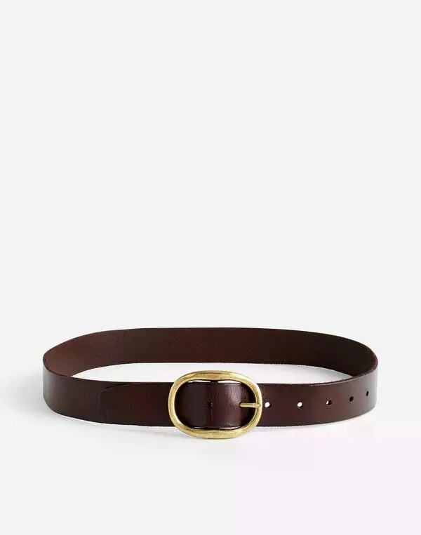 Madewell Oval-buckle Distressed Leather Belt - Coffee Bean