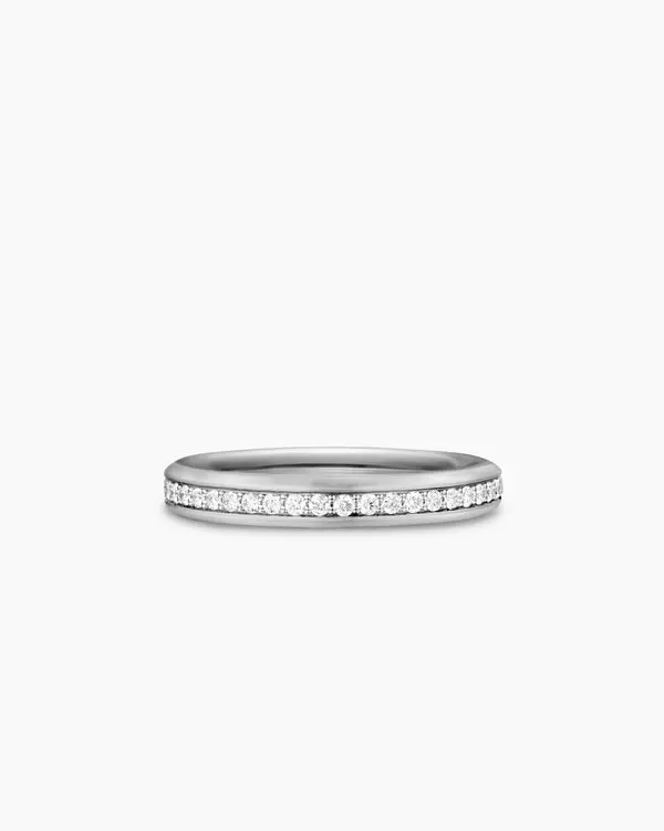David Yurman Beveled Band Ring In 18k White Gold With Black Diamonds - Diamond