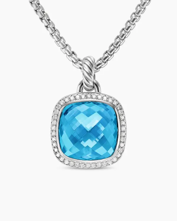 David Yurman Albion® Pendant In Sterling Silver With Onyx And Diamonds - Blue Topaz
