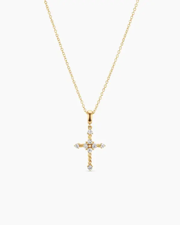 David Yurman Petite Modern Renaissance Cross Pendant Necklace - Diamond
