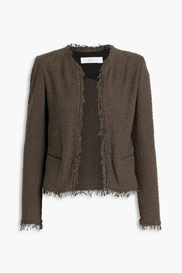 IRO PARIS Shavan Cotton-blend Bouclé-tweed Jacket - Army Green