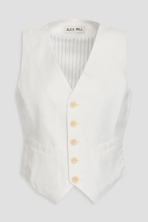 ALEX MILL Kam Linen-blend Twill Vest - White