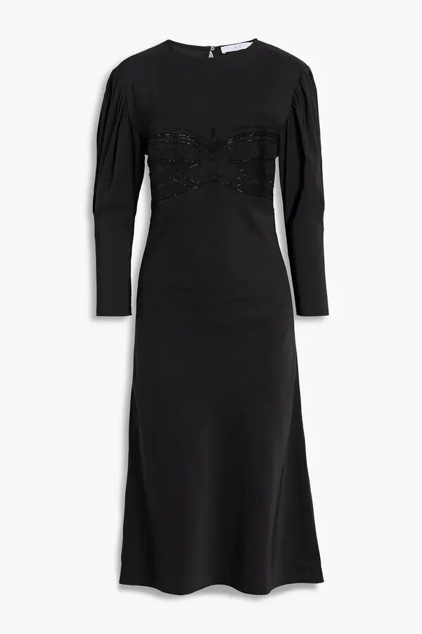 IRO PARIS Maldi Embellished Crepe De Chine Midi Dress