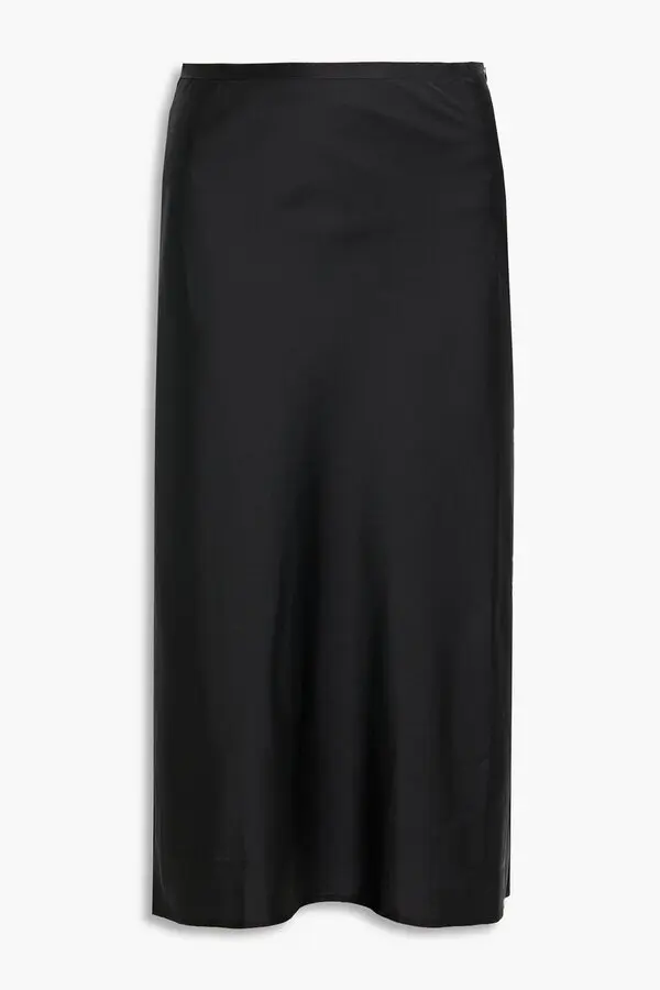 Paige Cicely Satin Midi Skirt - Black