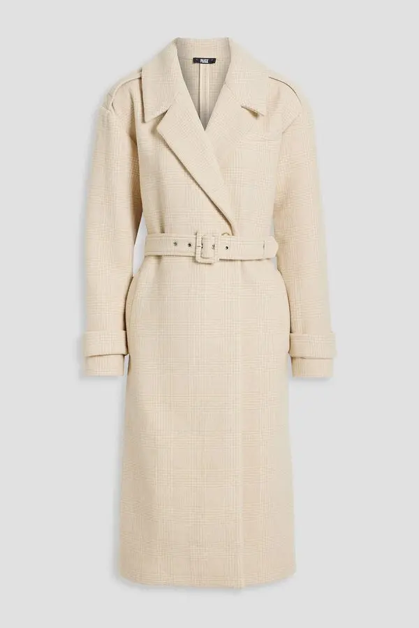Paige Derenne Belted Prince Of Wales Checked Coat