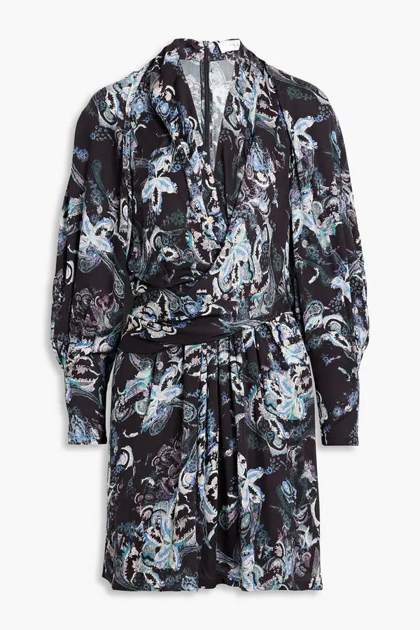 IRO PARIS Camolla Wrap-effect Printed Twill Mini Dress