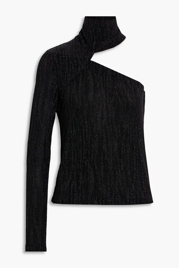 IRO PARIS Chadia One-sleeve Metallic Jacquard-knit Top