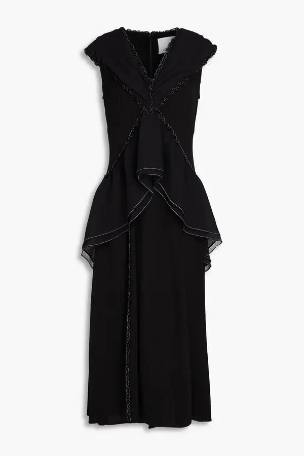 3.1 Phillip Lim Ruffled Topstitched Crepon Midi Dress