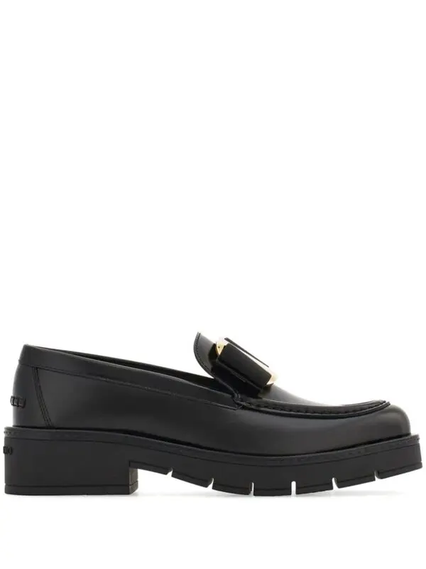 FERRAGAMO Chunky Vara Bow Loafers - Black