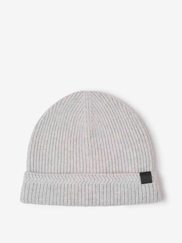 TOM FORD Logo Ribbed Wool Hat - Light Grey