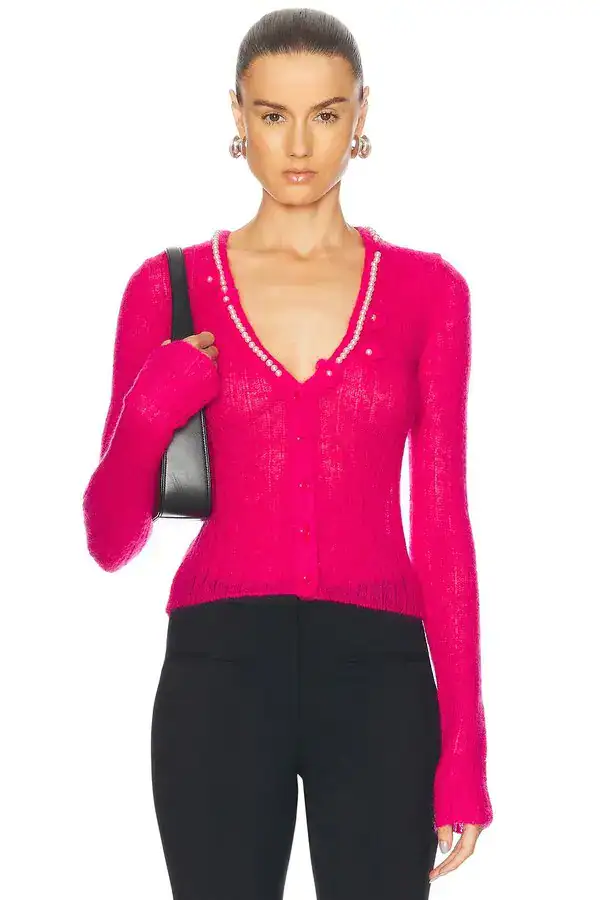 Buy MOSCHINO JEANS Long Sleeve Cardigan Fuchsia At 60% Off