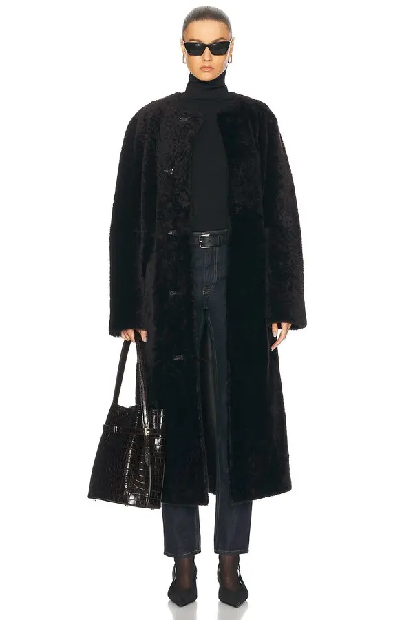 TOTÊME Soft Shearling Coat - Bark